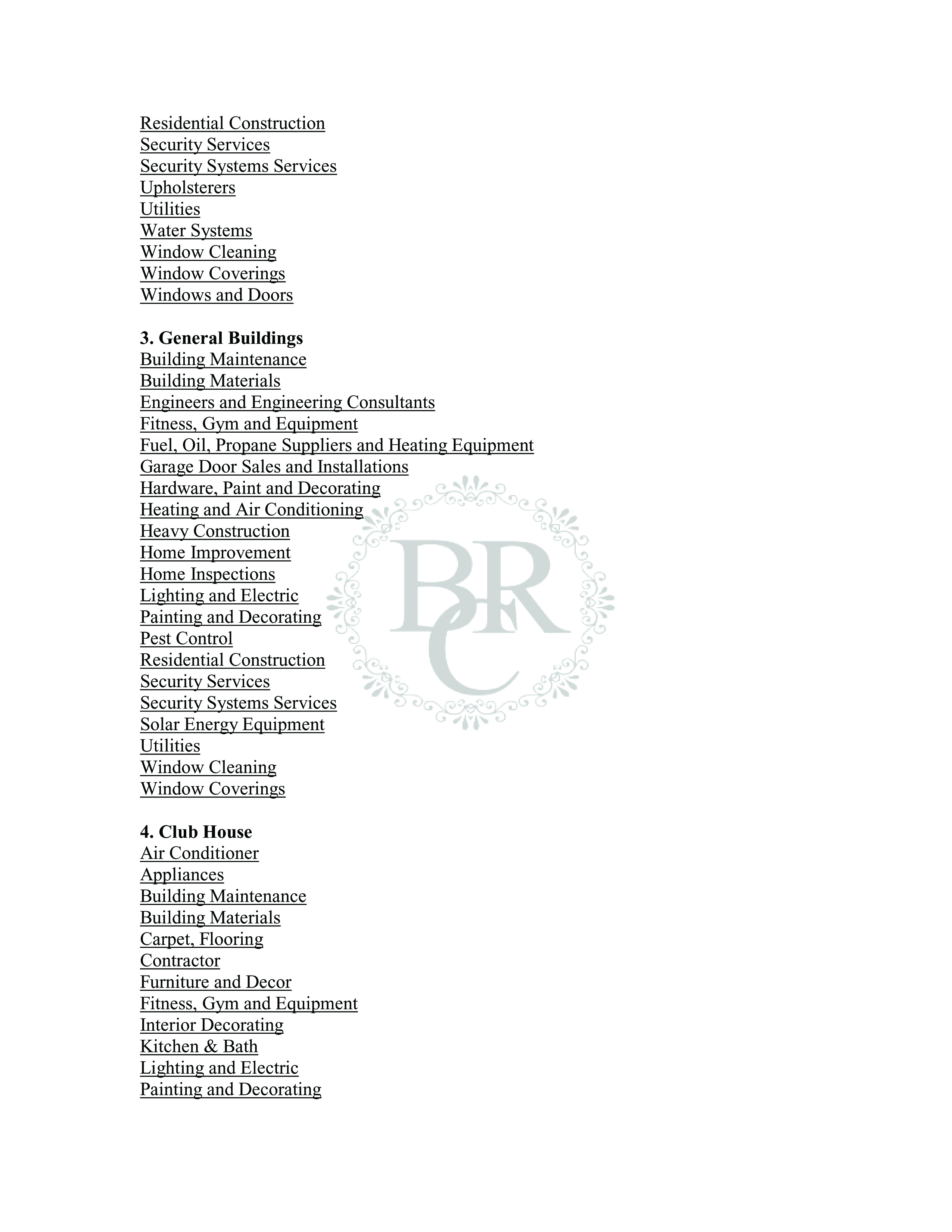 5Common Area vendor list4 copy – BRC -Better Reserve Consultants,LLC